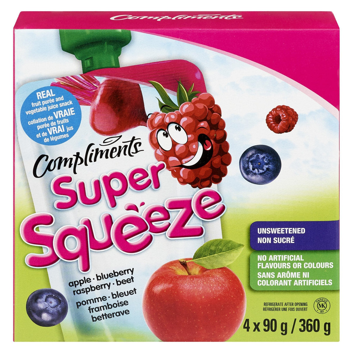 COMPLIMENTS SUPER SQUEEZE SNACK APPLE BLUEBERRY RASPBERRY BEET 4S 360 ...